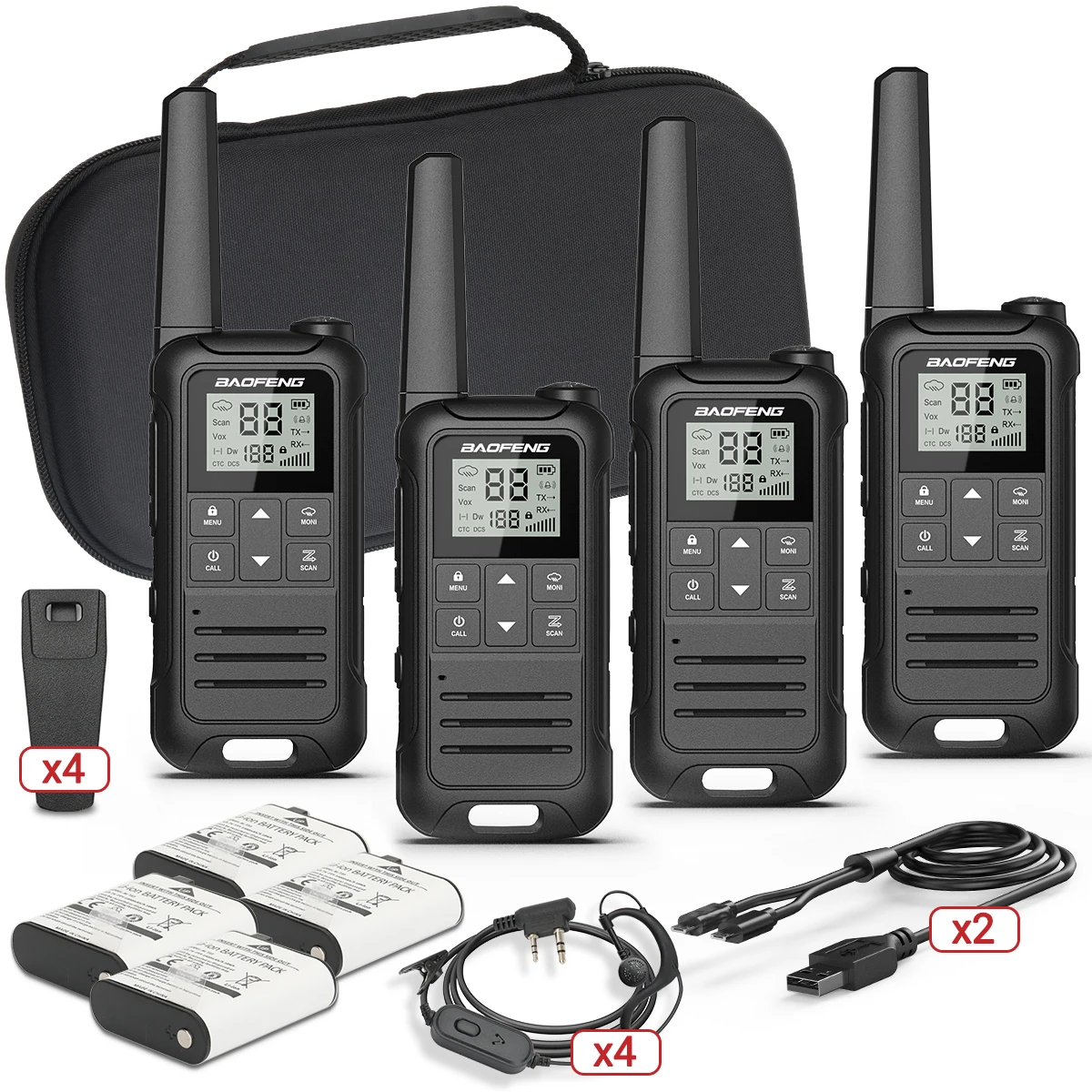4Pcs-Baofeng-F22-PMR-FRS-Walkie-Talkie-Mini-Long-Range-Transceiver ...