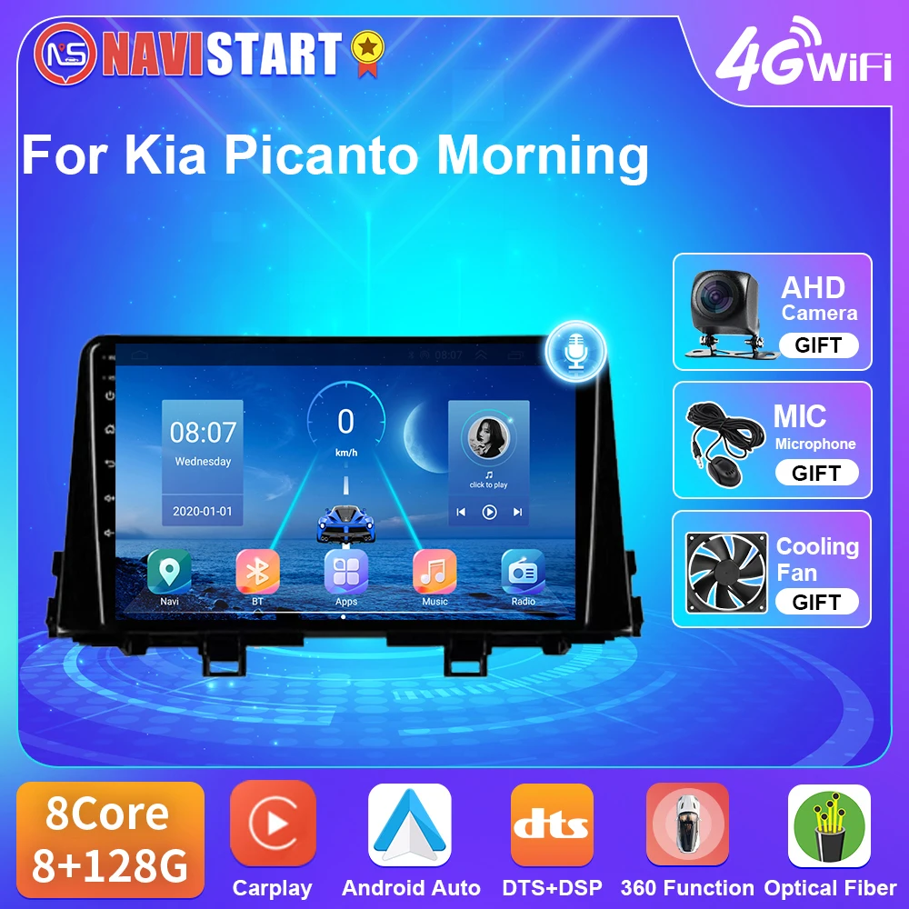 NAVISTART Radio de coche T5 para KIA Morning picanto 2017 2020, 4G, WIFI, navegación GPS ...