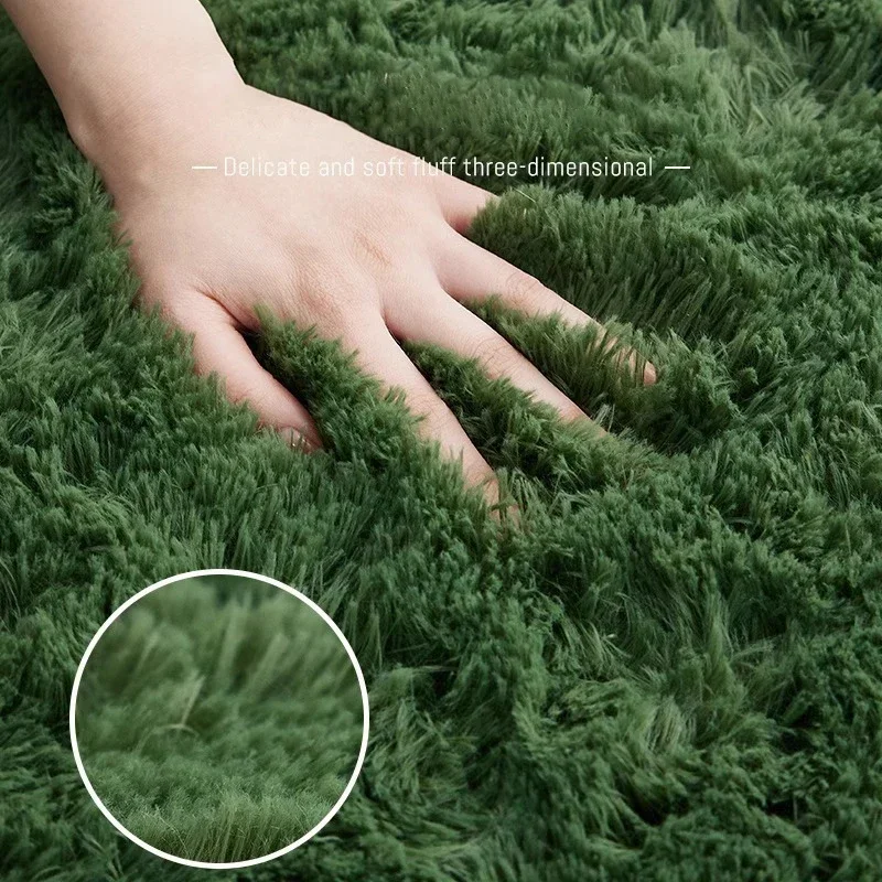 Fluffy Soft Green Living Room Room Carpet Large Furry Area Rugs Kids ...