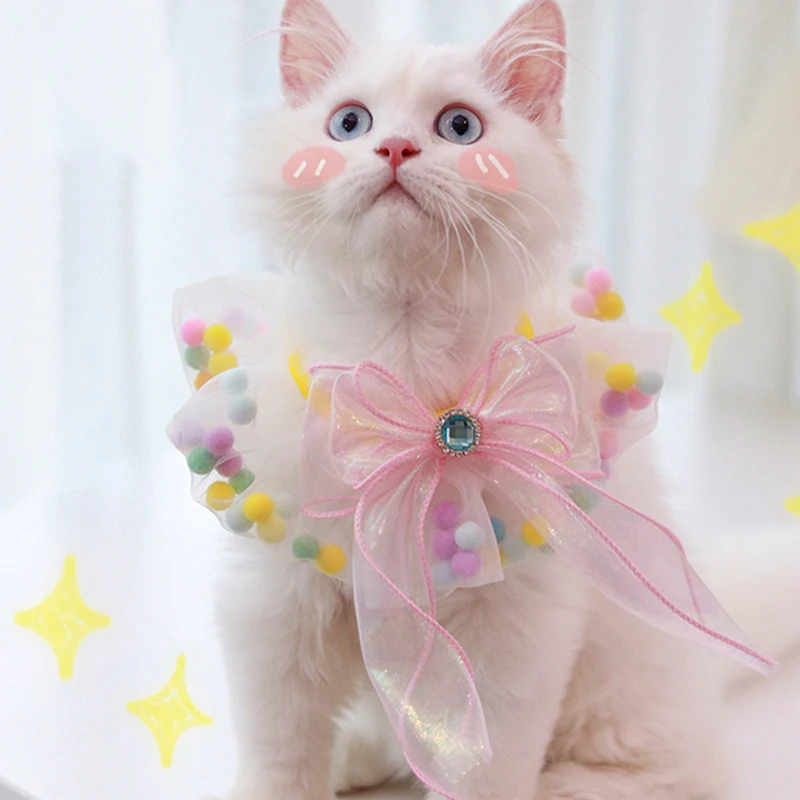 Luxury Design Glittery Cat Accessories Necklace jewelled Plush Tulle ...