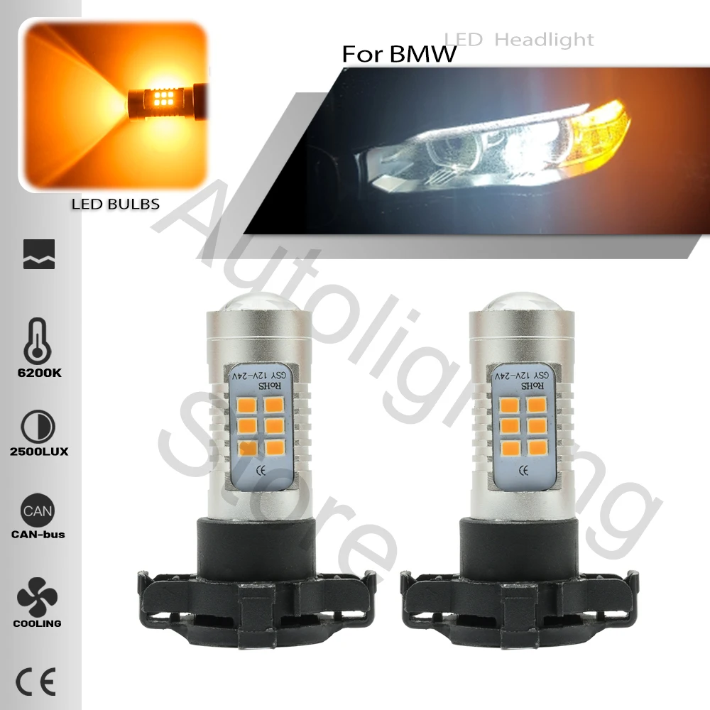 2PCS Canbus PY24W LED front turn signal Light headlight Bulb For BMW X5 ...