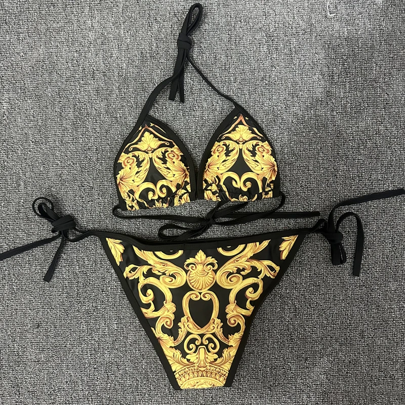 Golden Brazilian Swimsuit | Bikinis Women Golden | Women Golden Swim ...