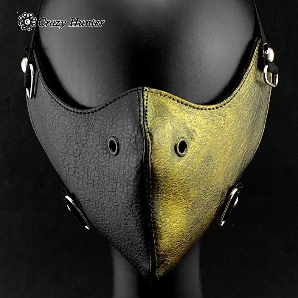 Simple-Fashion-Biker-Motorcycle-Mask-Black-Gold-Steampunk-Masquerade ...