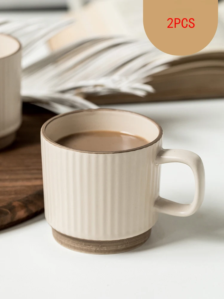 2PCS-250ML-Antique-Relief-Mug-Ceramic-Water-Cup-Coffee-Cup-Household ...