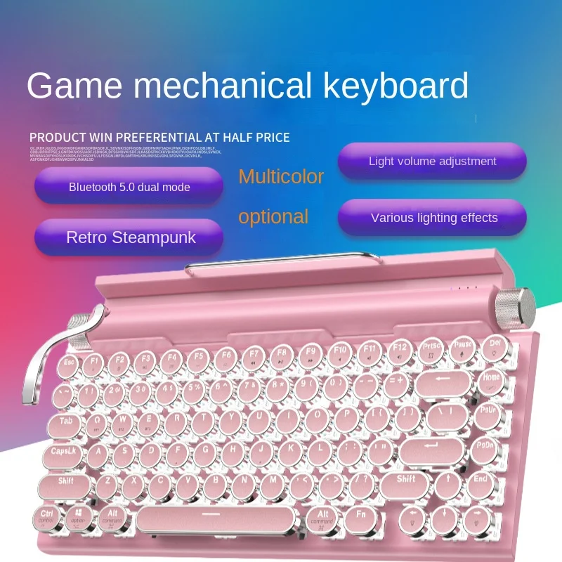 Teclado-mec-nico-sem-fio-Bluetooth-M-quina-de-escrever-Vintage-Steampunk-Telefone-Tablet ...