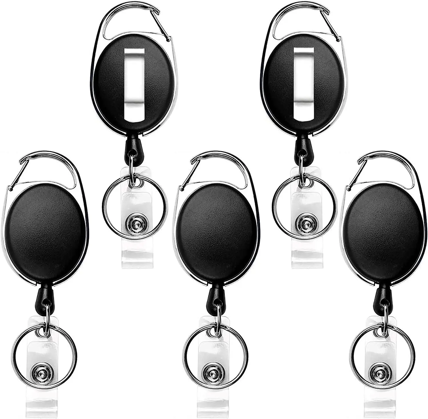 5-Pack-Badge-Holders-Retractable-Badge-Reel-with-Carabiner-Belt-Clip ...