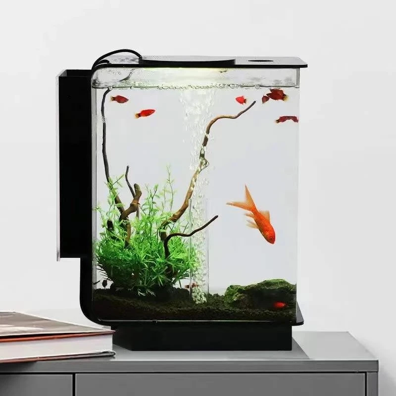 Aquarium-small-fish-tank-creative-goldfish-tank-oxygen-filter-lighting ...