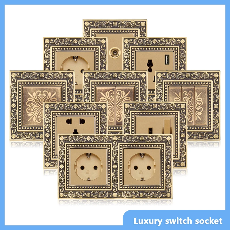 Luxury-European-retro-Metal-Button-Switch-panel-EU-France-Standard ...