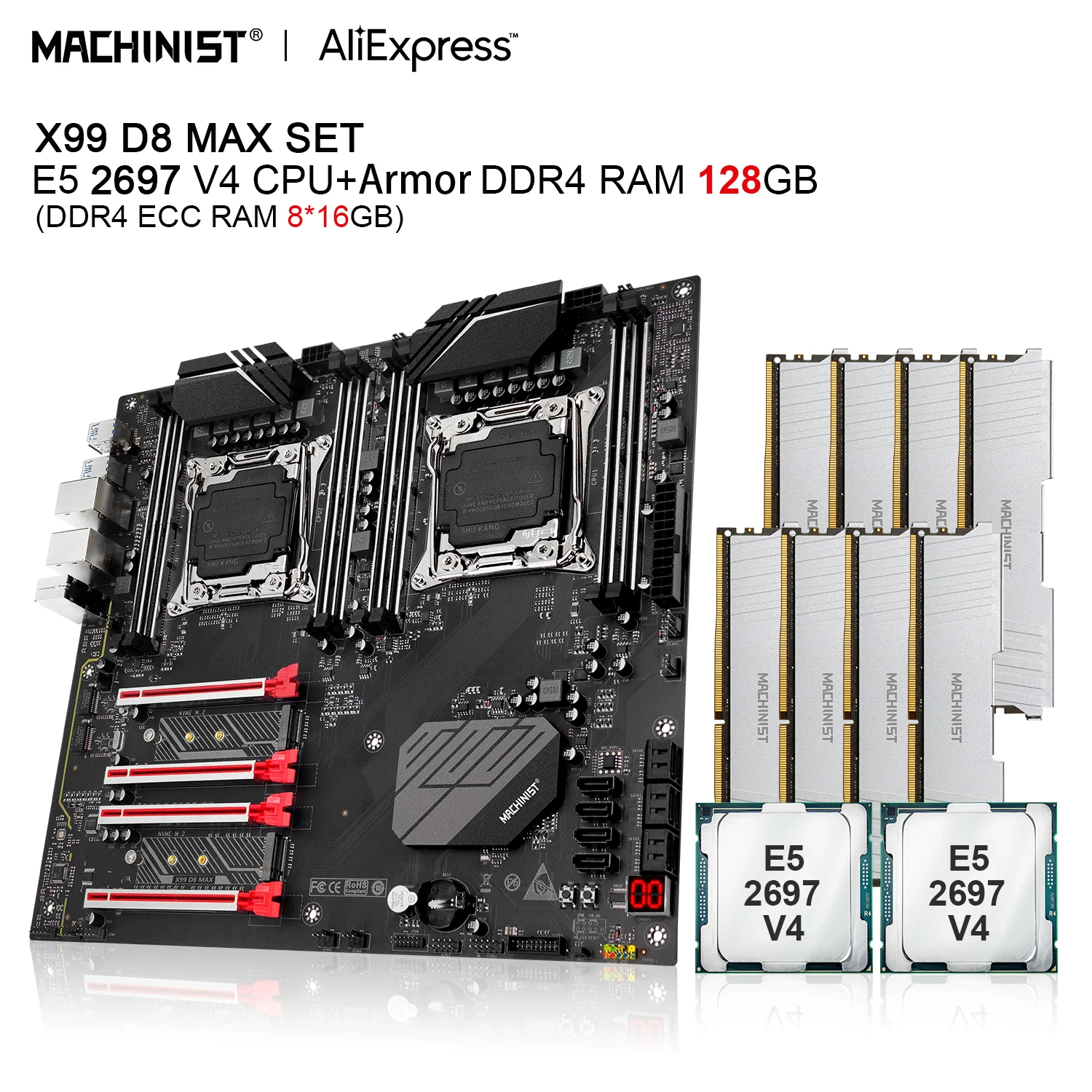 Machinist X99 Motherboard Set Lga 2011 3 Kit Xeon E5 2697 V4 Cpu