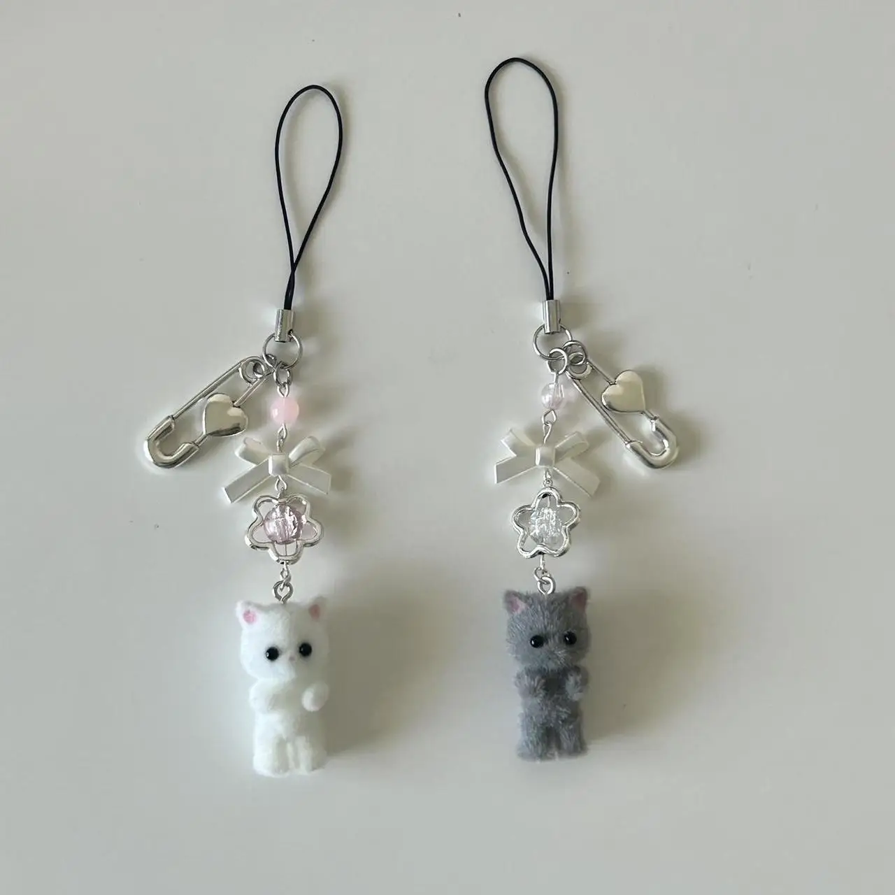 handmade furry kitten phone charms women fashion keychain y2k ...