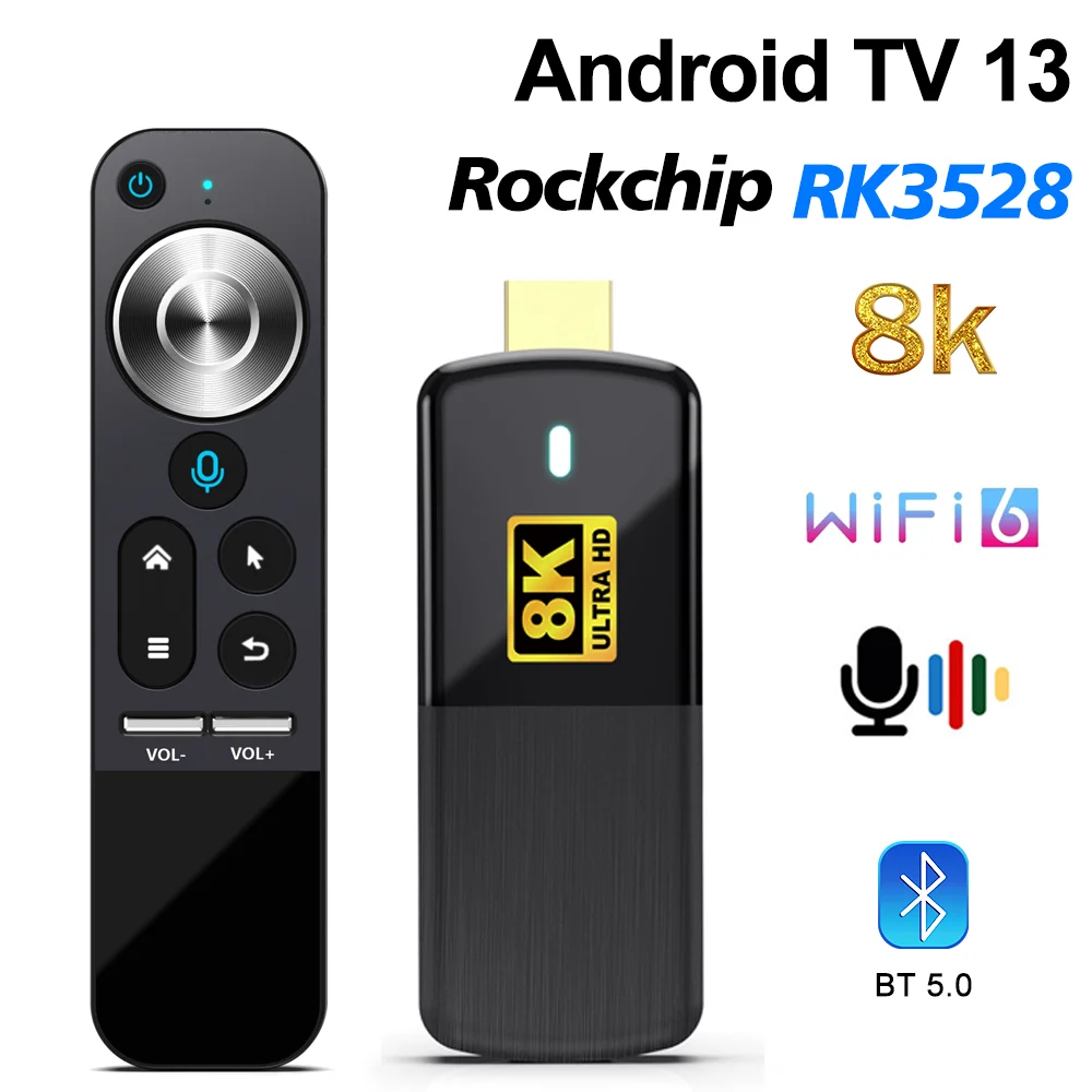 H96 Max M3 Android 13.0 TV Stick 8K Decoding WiFi 6 Voice Remote Smart ...