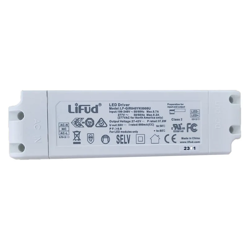 Lifud Isolated LED Driver LF-GIR040YK 34W-42W 27-42V dc 900mA/1000mA ...