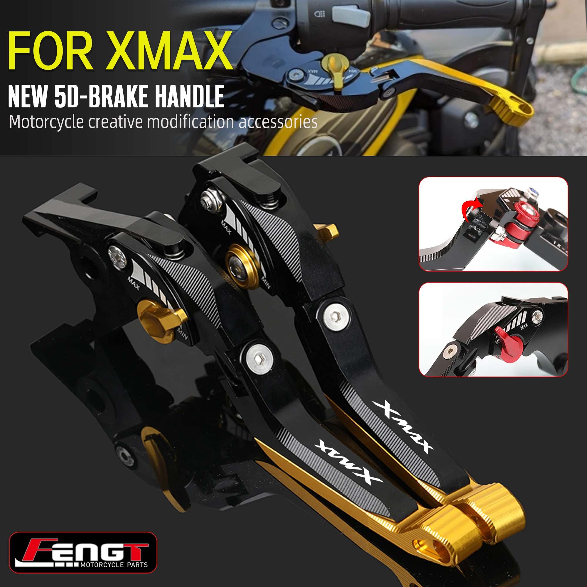 NEW 5D Handle Brake Lever For Yamaha XMAX 400/300/250/125 2017-2025 ...