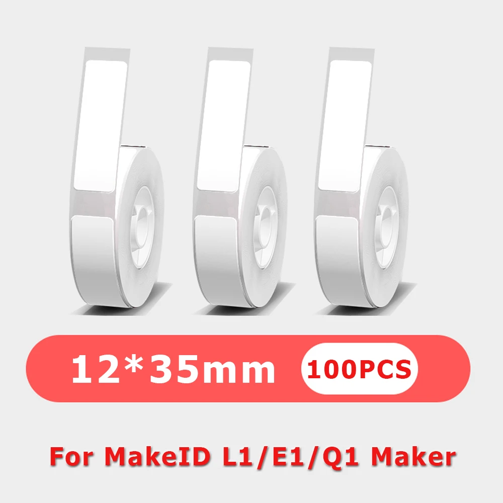 3RollS-12-35mm-100pcs-WHITE-Adhesive-Label-Maker-Paper-for-MAKEID-M1-L1 ...