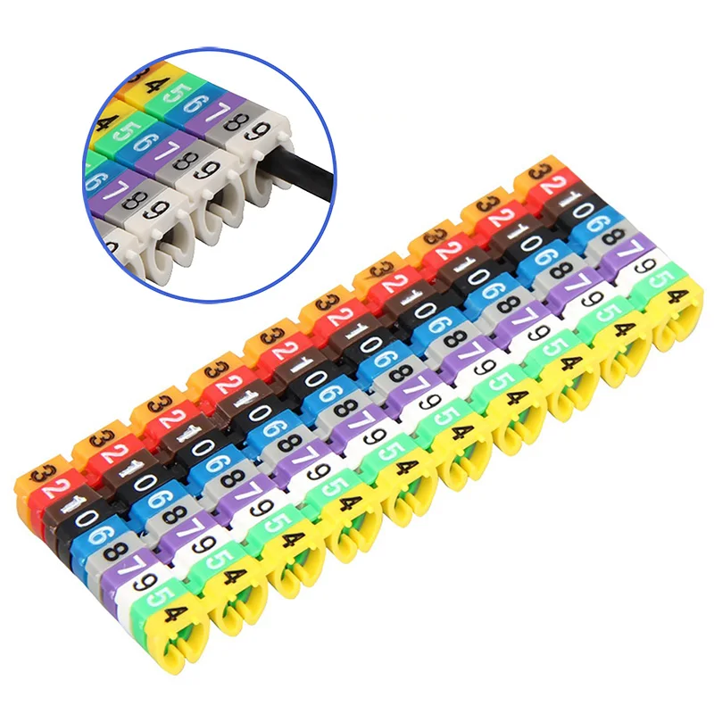 100-150PCS-Plastic-Cable-Marking-Label-Color-Digital-Number-0-To-9-Tube ...