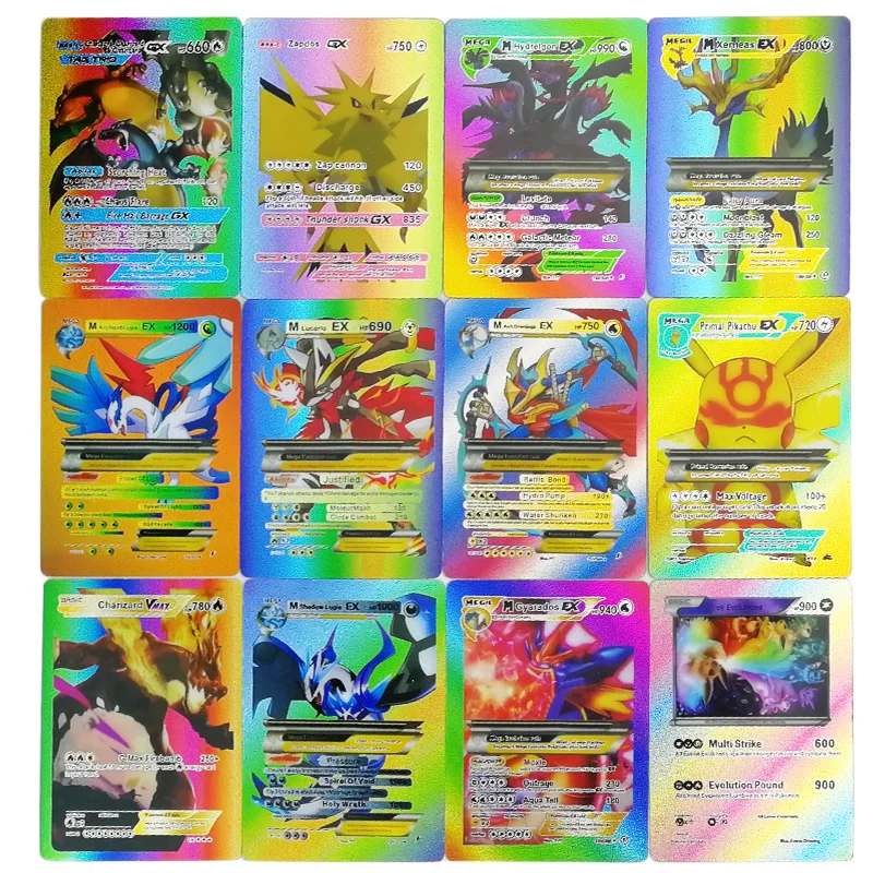 English-Pokemon-Colorful-Card-Original-Gold-Foil-Metal-Vmax-EX-GX-Card ...