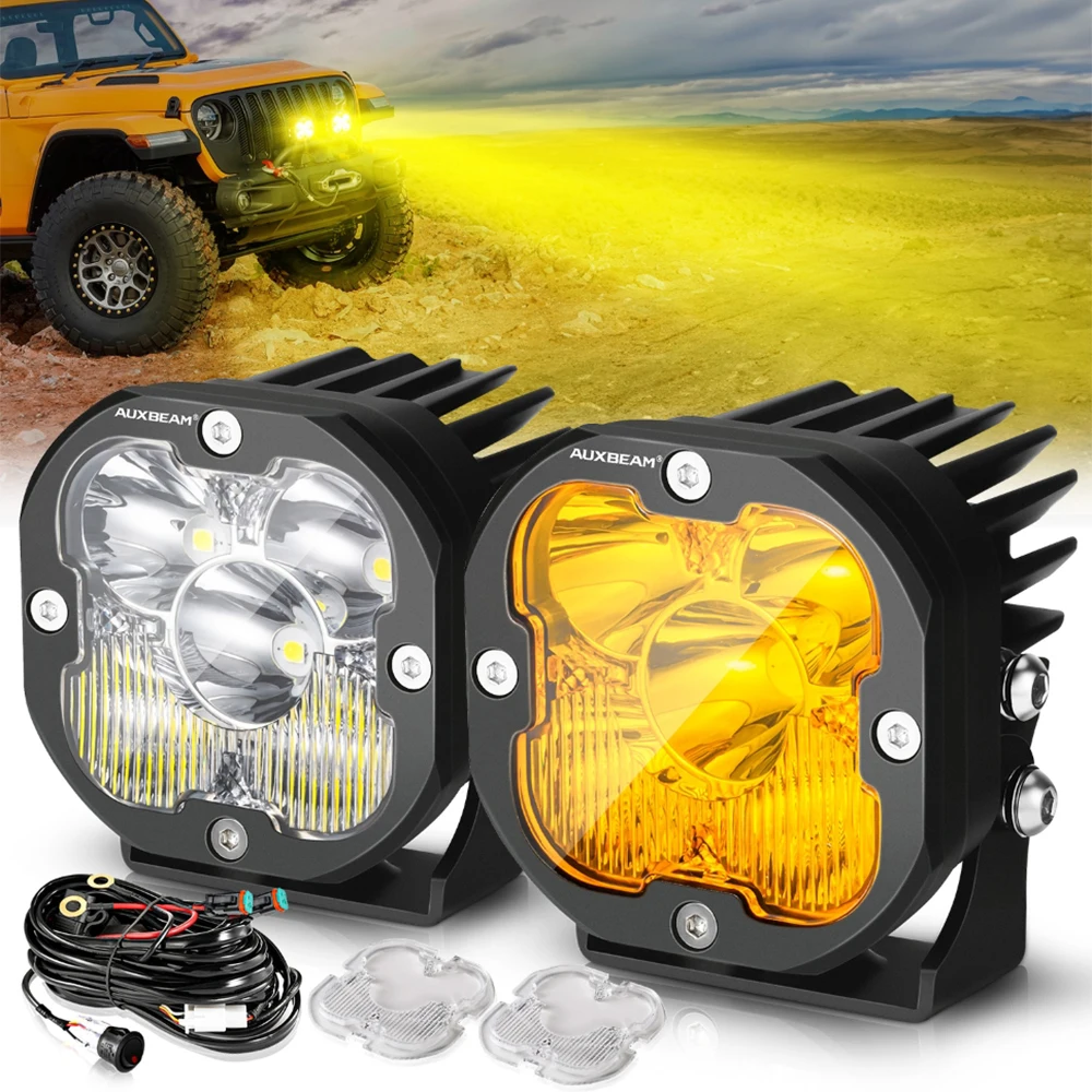 AUXBEAM-3-inch-LED-Work-Light-Pods-3000K-Amber-6500K-White-Spot-Flood ...