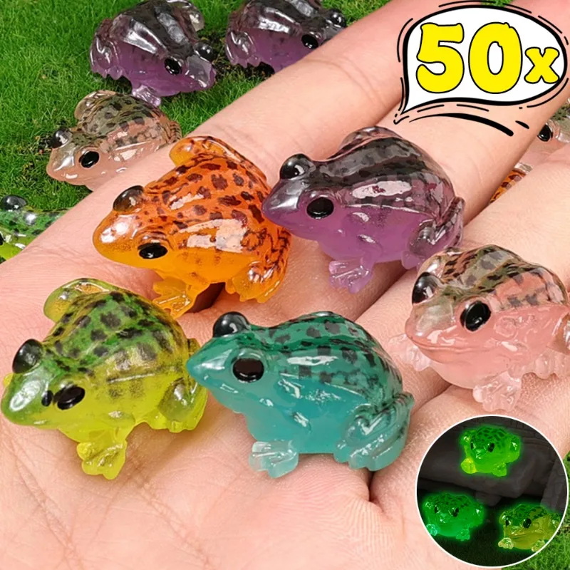 Cute Frog Resin Figurines Luminous Frogs Mini Figurine Micro-landscape ...