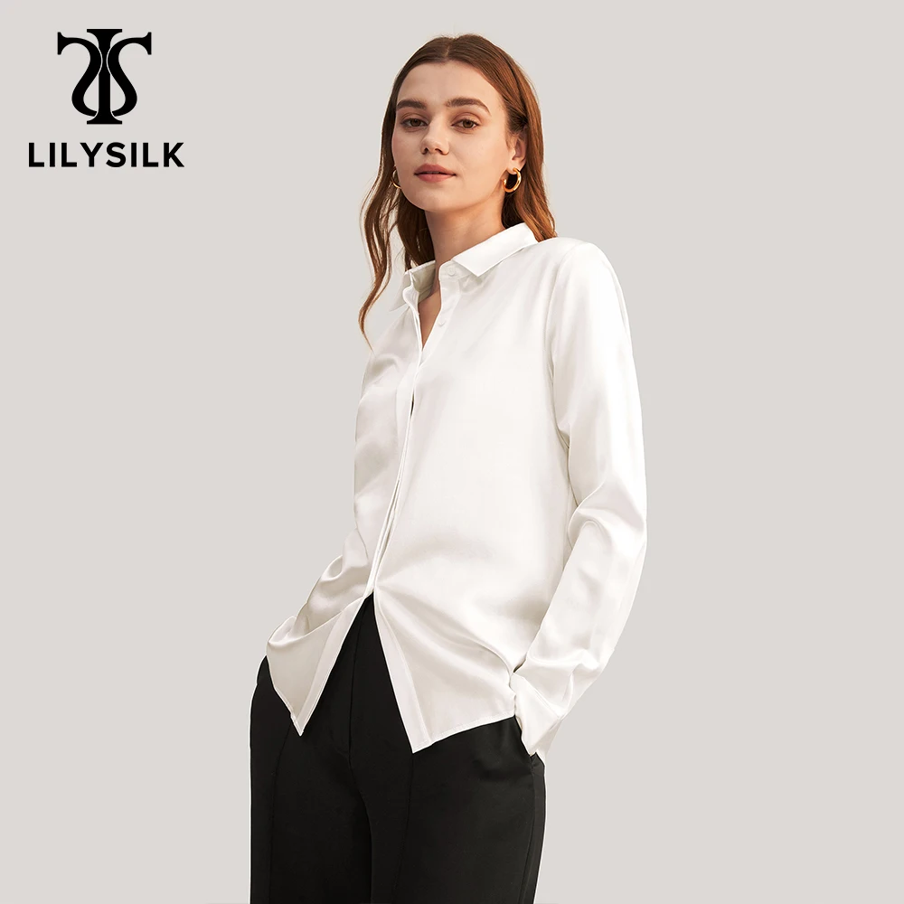 LILYSILK-100-Silk-Shirts-Blouse-Women-22-momme-Basic-Placket-Chinese-Charmeuse-Natural-Glossy ...