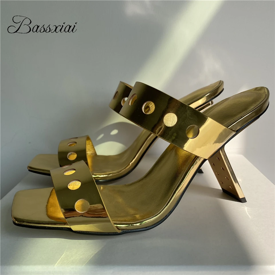 Metal-Strange-Heel-Modern-Sandals-Women-Square-Open-Toe-Fretwork ...