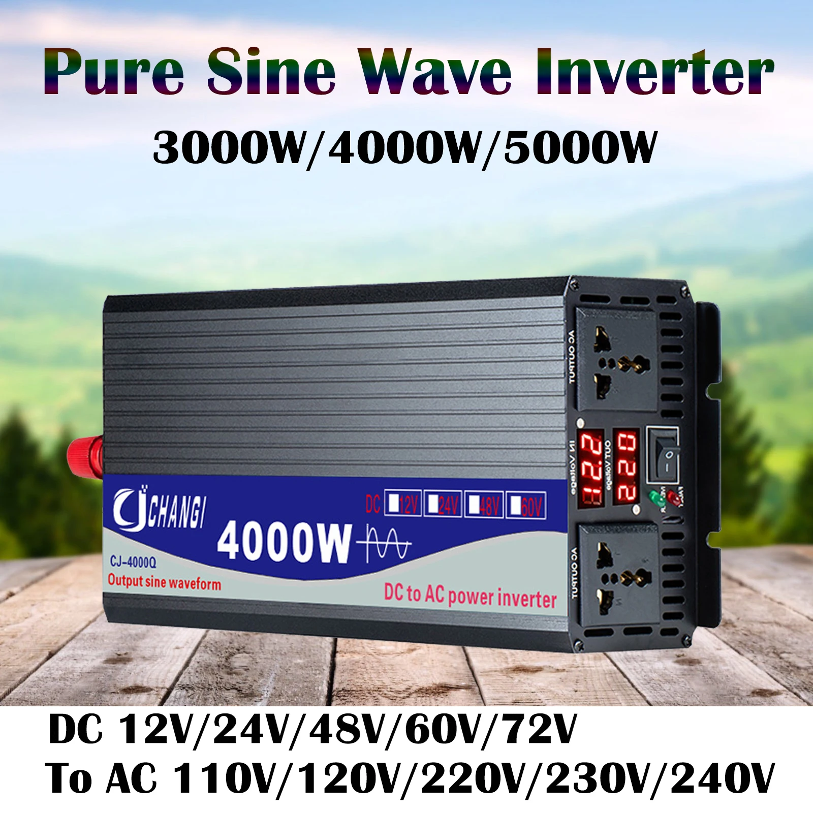 Inversor de onda sinusoidal pura para coche, convertidor de voltaje de 3000W, 4000W, 5000W, con ...