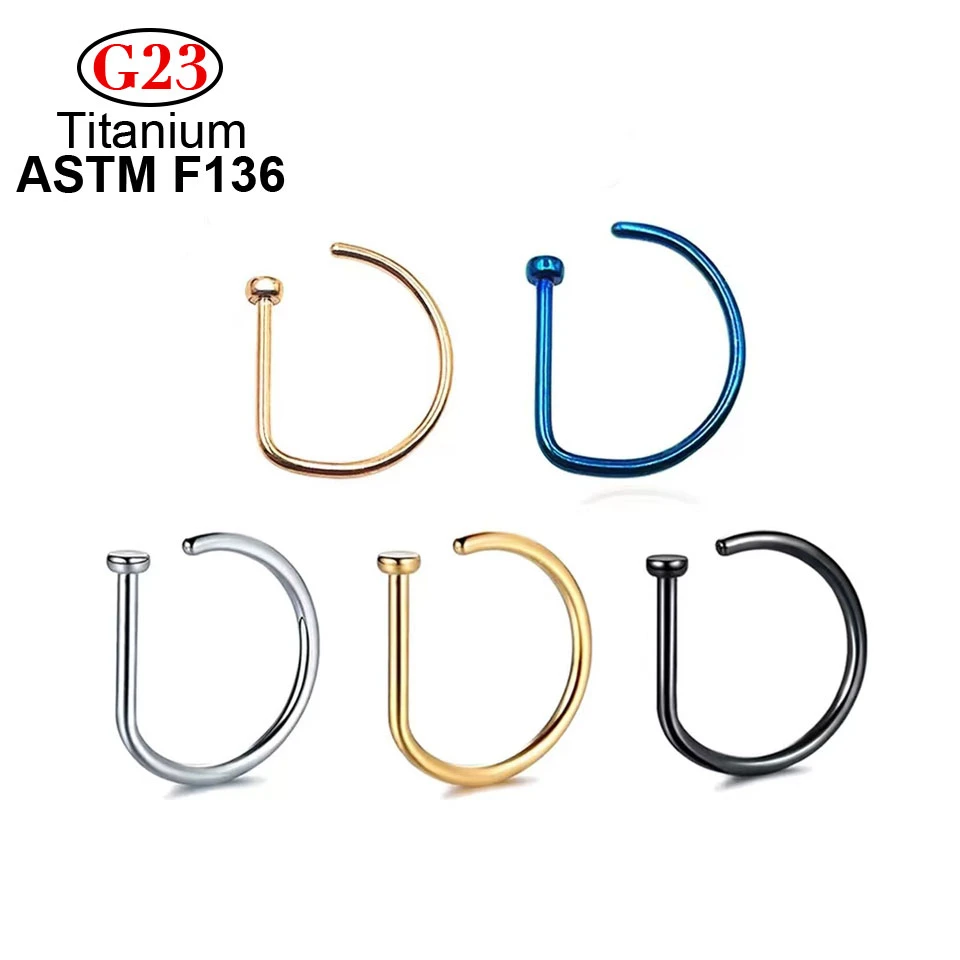G23 Astm F136 Titanium D-shape Nose Piercing Ear Resale Wholesale Lot ...