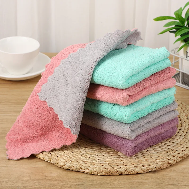 Coral-velvet-rag-dishcloth-home-kitchen-lazy-rag-thickened-scouring-pad ...