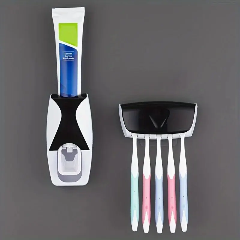 1-Set-Automatic-Toothpaste-Dispenser-Toothbrush-Holder-Punch-free-Wall ...