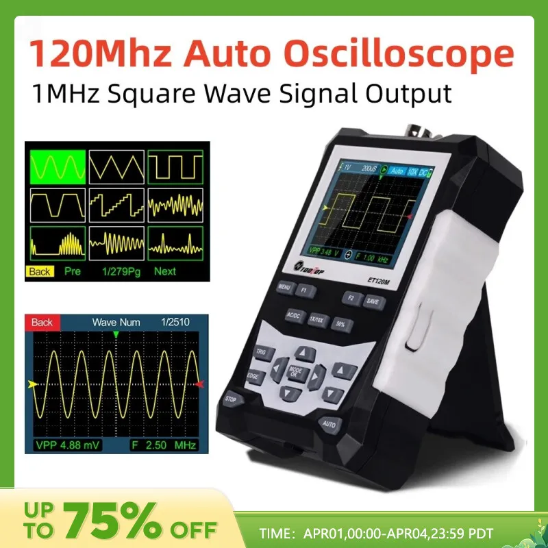 TOOLTOP-ET120M-120MHz-Handheld-Digital-Oscilloscope-1Mhz-Square-Wave ...