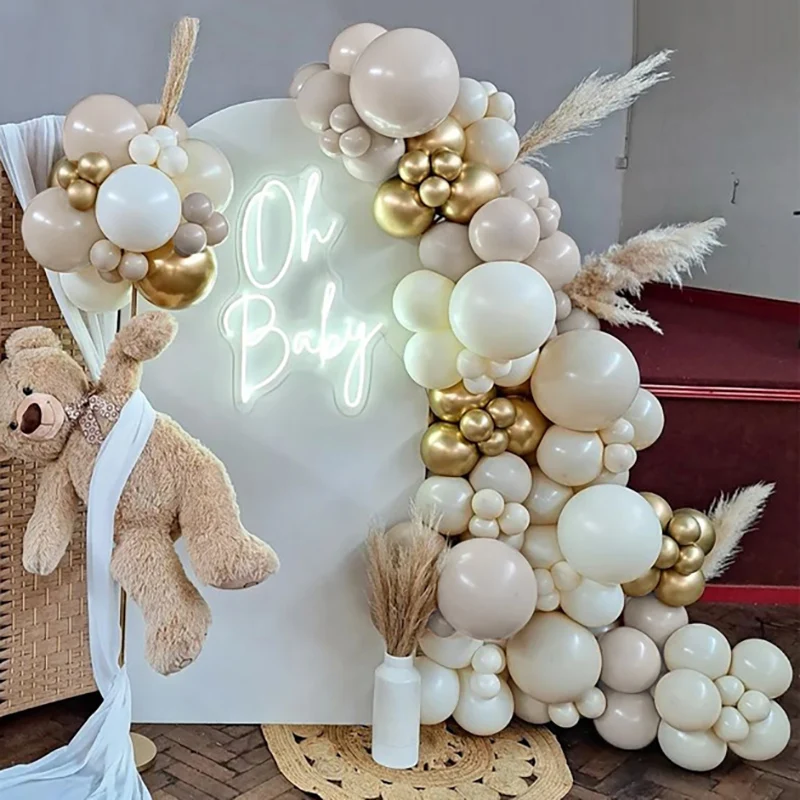 Cream-Beige-Balloon-Garland-Arch-Kit-Baby-Shower-Birthday-Party-Balons ...
