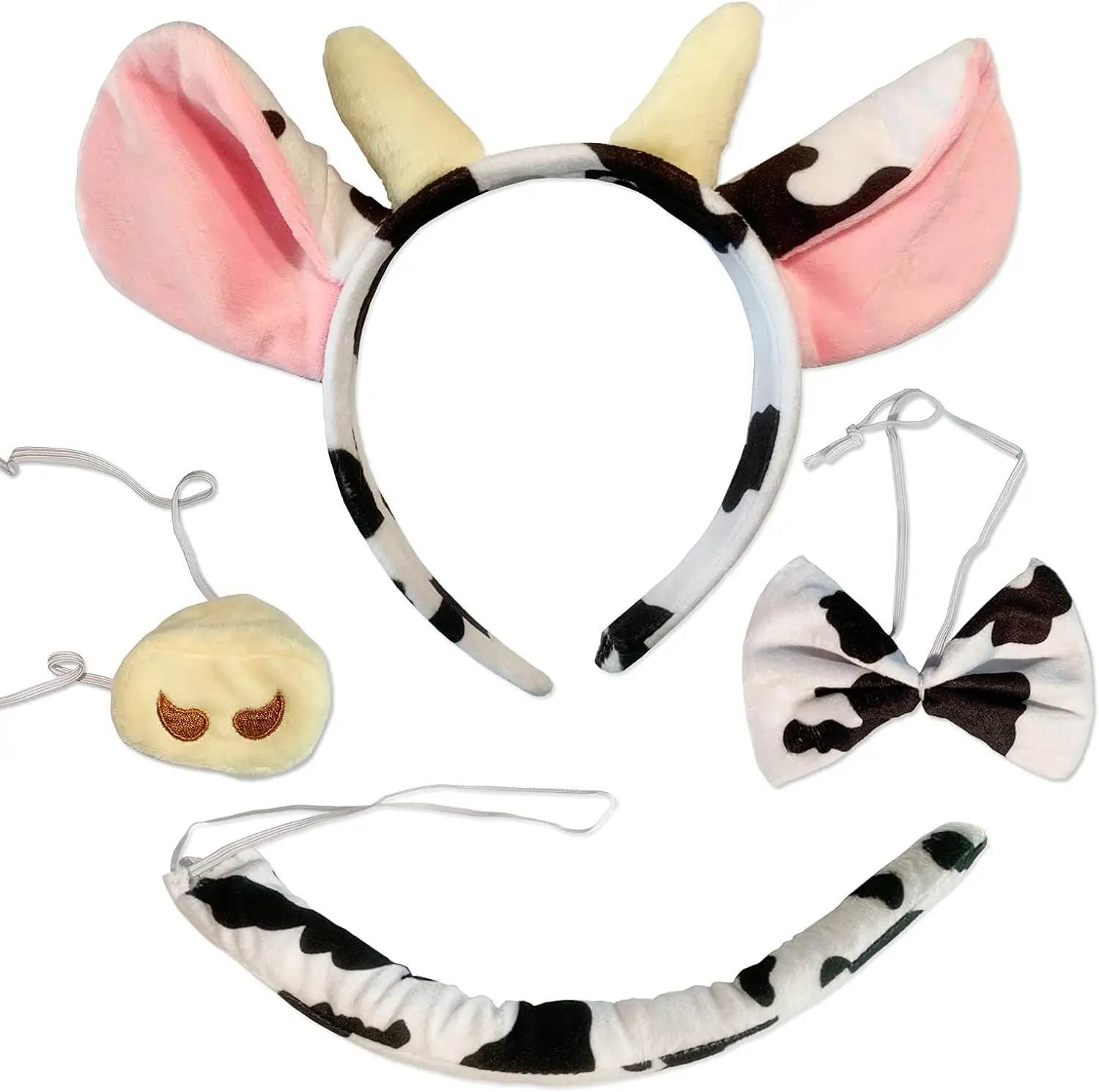 PESENAR-Animal-Costume-4-Pieces-Set-Cow-Ears-Headband-Nose-Bowtie-and ...