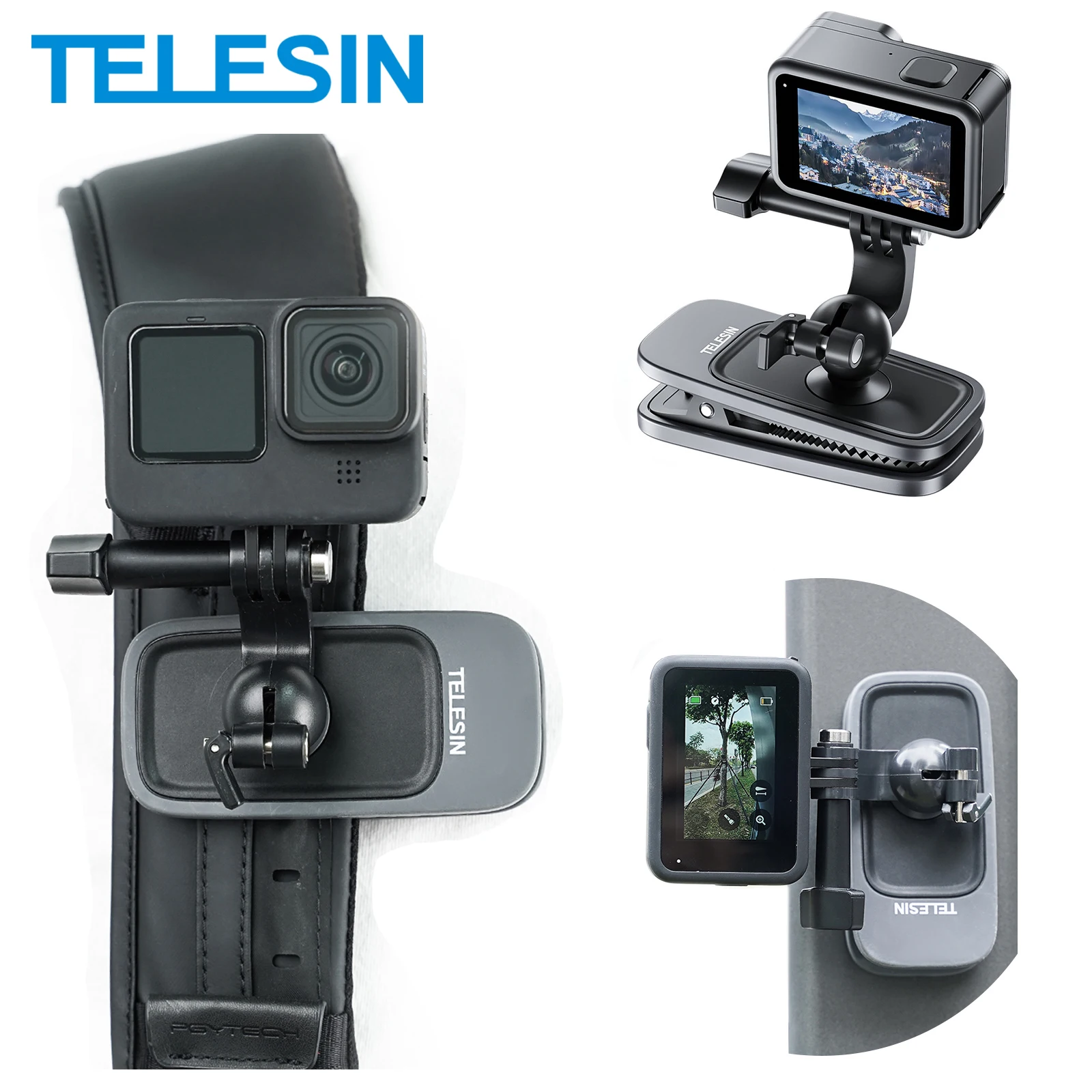 TELESIN-360-Rotation-Magnetic-Backpack-Clip-Clamp-Mount-for-GoPro-Hero ...