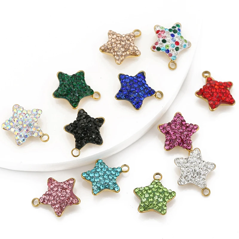 5pcs-11mm-Stainless-Steel-Micro-Rhinestone-Colorful-Star-Charms-Pendant ...