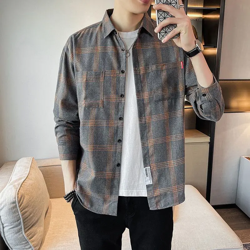 2024-Spring-Autumn-Men-Korean-Fashion-Classic-Vintage-Plaid-Simple ...