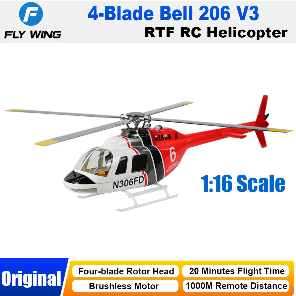 Flywing-Bell-206-V3-RC-Helicopter-four-blades-Helicopter-1-16-Brushless ...