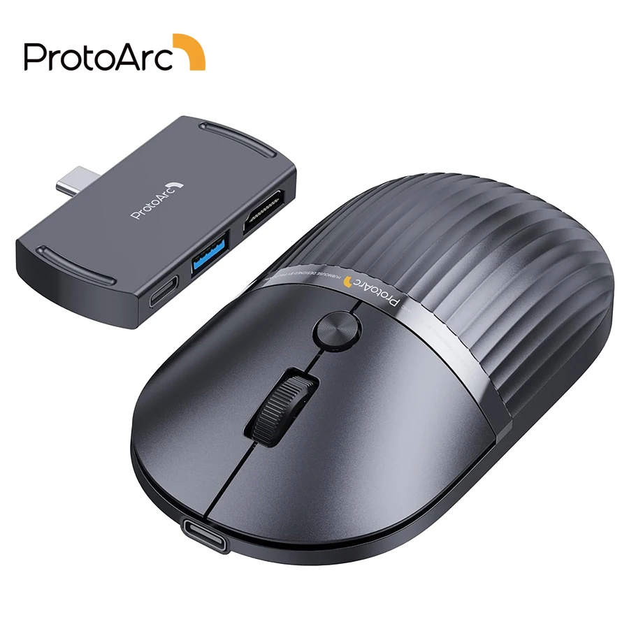 ProtoArc 2in1 Hub Mouse USB-Cハブマウスセット 静音2.4GとBluetooth両対応ワイヤレスマウス 3段階調 ...