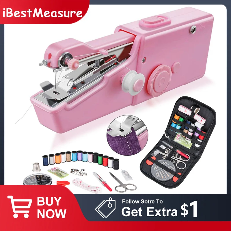 Portable Mini Sewing Machines Needlework Cordless Hand-Held Clothes ...