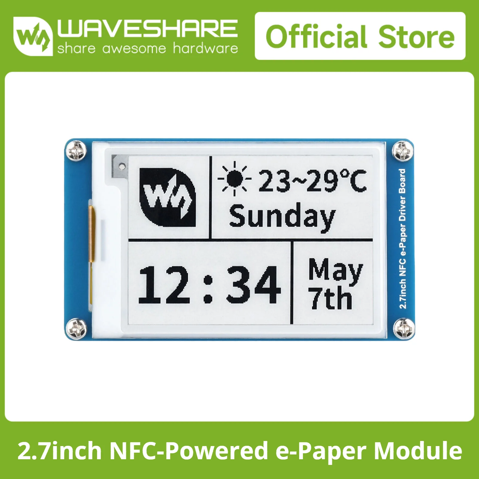 écran E-paper 264x176 Pixels étanche Module D'affichage E-paper NFC 2,7 ...