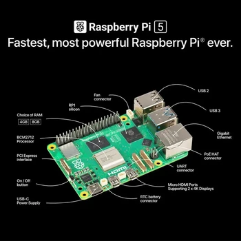 Raspberry Pi 5 4G 8G RAM BCM2712 2.4GHz VideoCore VII GPU 4Kp60 PCIe 2. ...