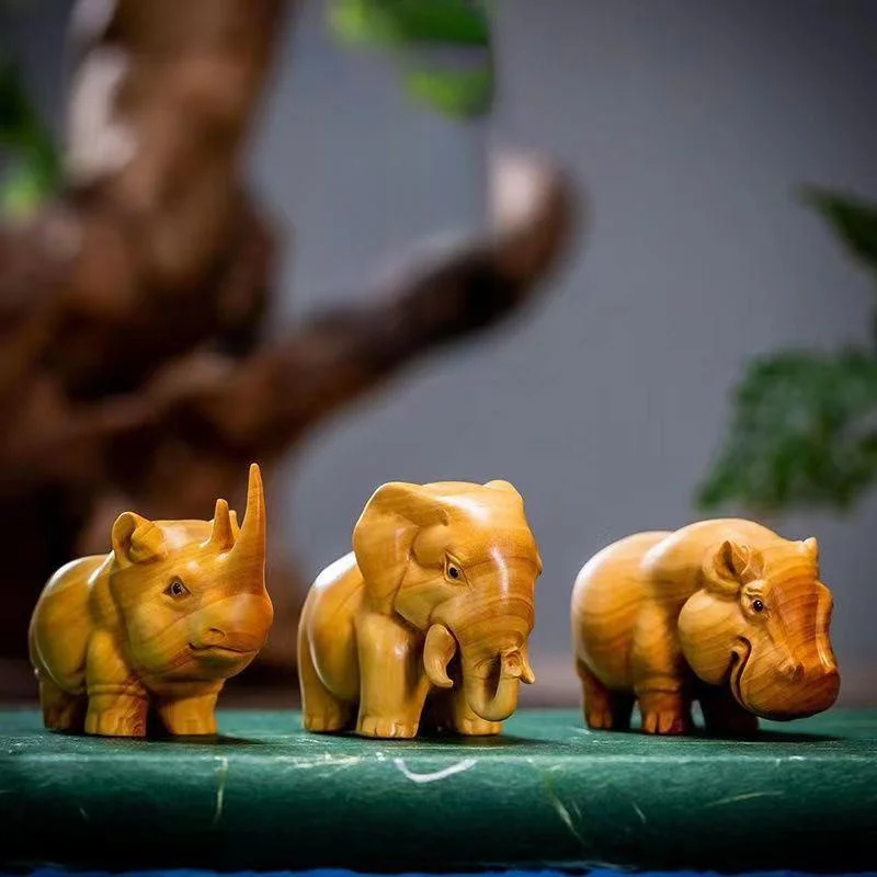 Sculptures and Figurines for Interior Cute Wood Carving Animals Statue ...
