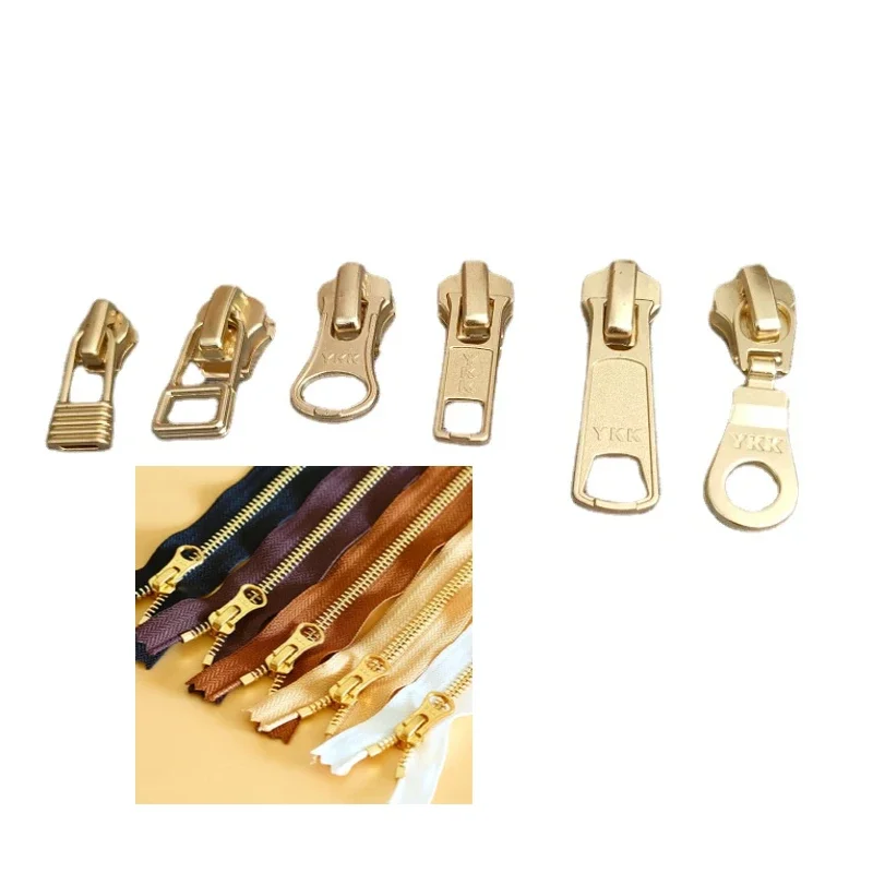 50pcs/Lot 3# 5# Auto Lock Ykk Metal Zipper Slider Puller Vintage Gold ...