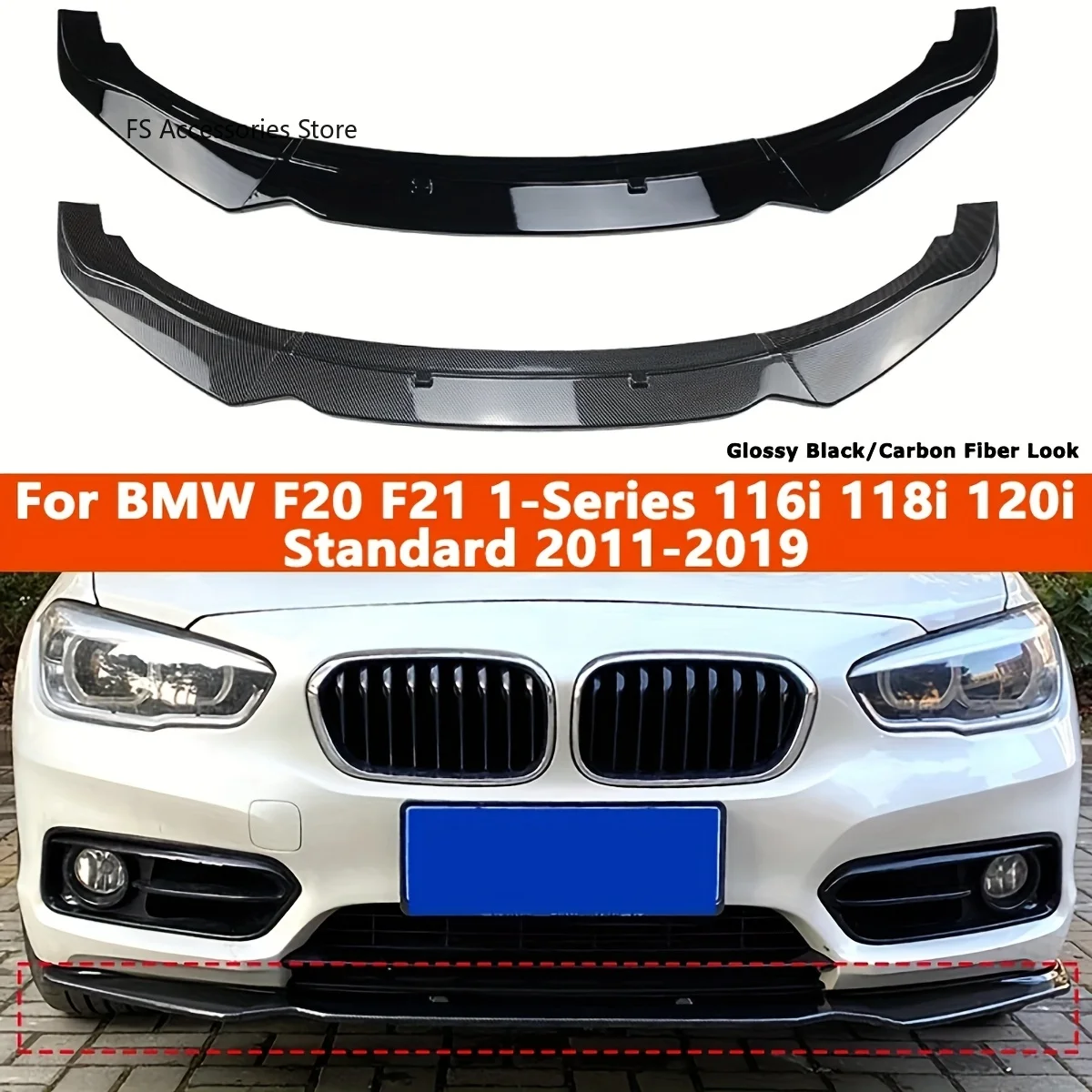 Car Front Bumper Splitter Lip For BMW F20 F21 1-Series 116i 118i 120i ...