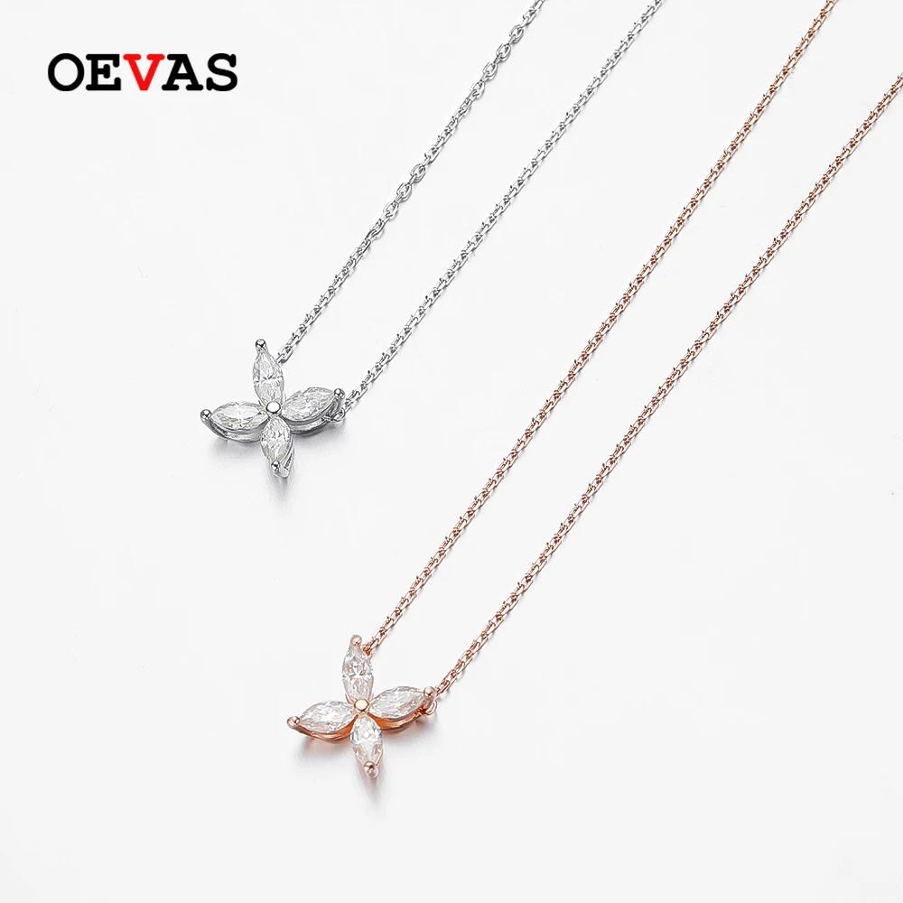 OEVAS 100% 925 Sterling Silver Moissanite Diamond Butterfly Pendant Necklace For Women Sparkling ...