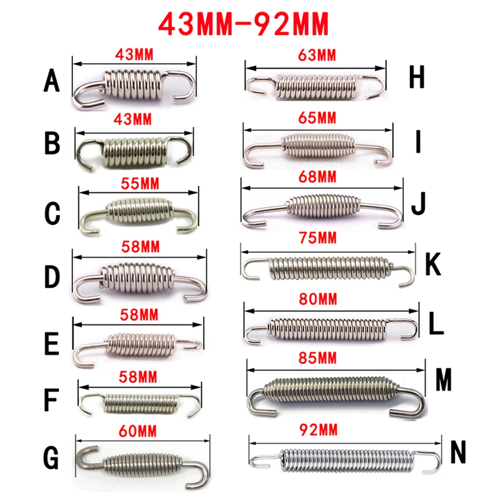 2pcs 43mm-92mm Motorcycle Exhaust Spring Hooks Stainless Steel Exhaust ...