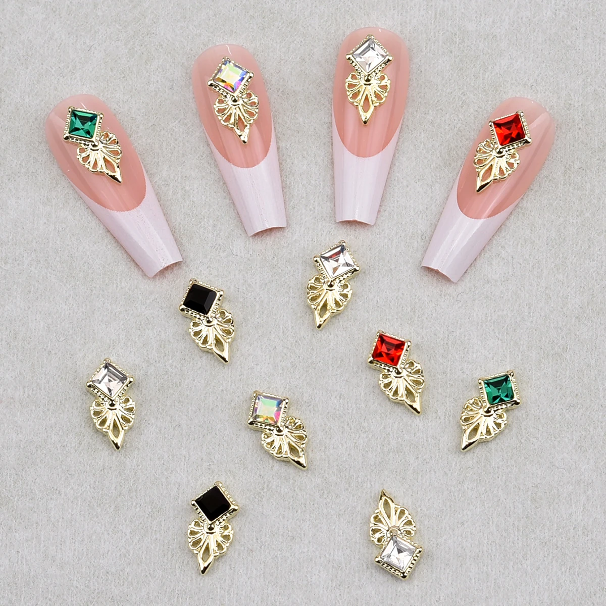 10pcs-Gold-Square-Gems-Nail-Charms-Simple-Delicate-Design-for-Women-3d ...