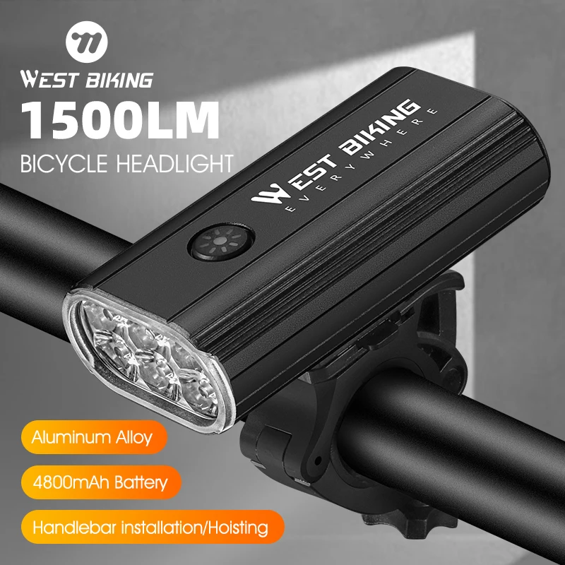 WEST-BIKING-1500LM-Bike-Light-Multiple-LEDs-Bicycle-Headlights-Battery ...