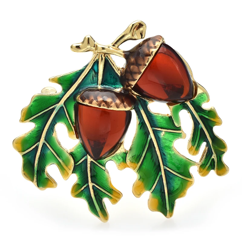 Wuli&baby Pine Nuts Brooches For Women Enamel Pine Tree Leaves And ...