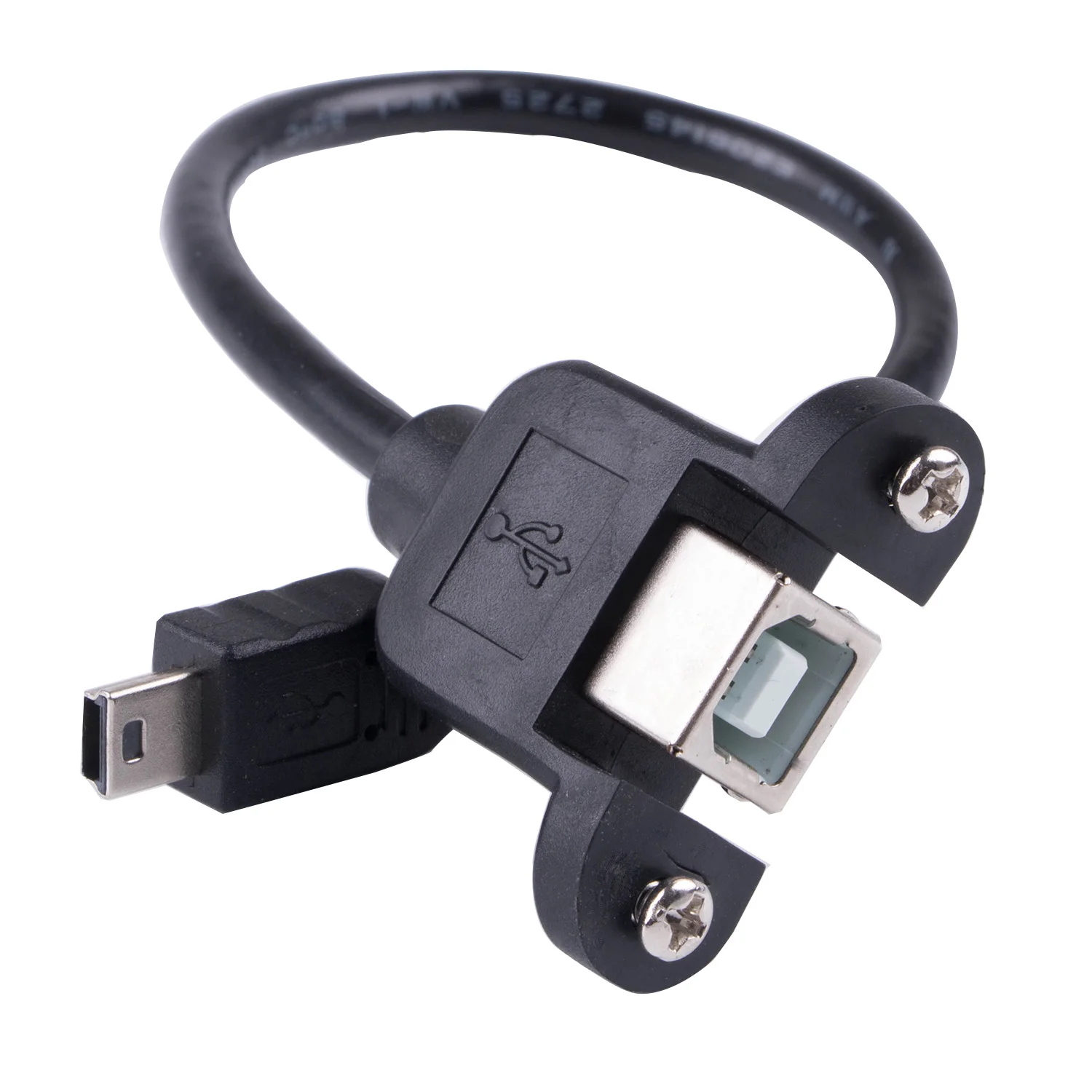 Mini USB to USB Type B Screw Panel Mount Extension Cable