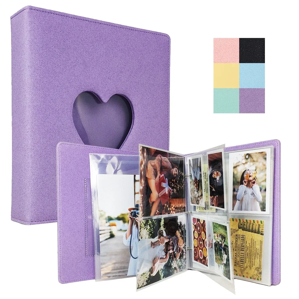 Em-forma-de-cora-o-PU-Leather-Photocard-Binder-Porta-Cart-o-Foto-lbum ...