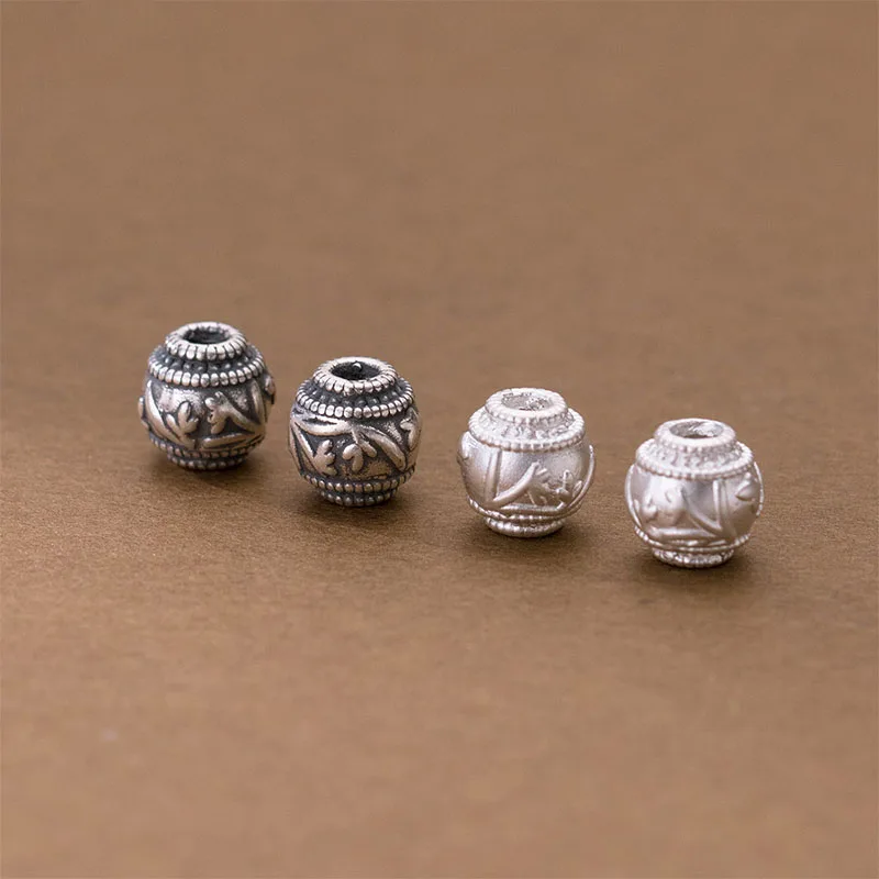 1pc-lot-999-Pure-Silver-Good-Quality-Classic-Round-Beads-10-5mm-Plant ...